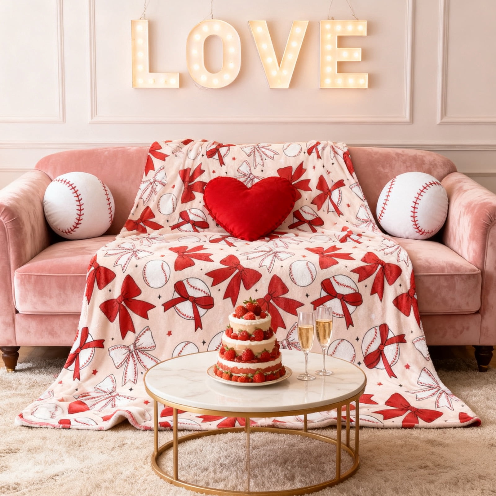 Bow Throw Blanket –Christmas Valentine's Day Soft Fleece Blanket for ...