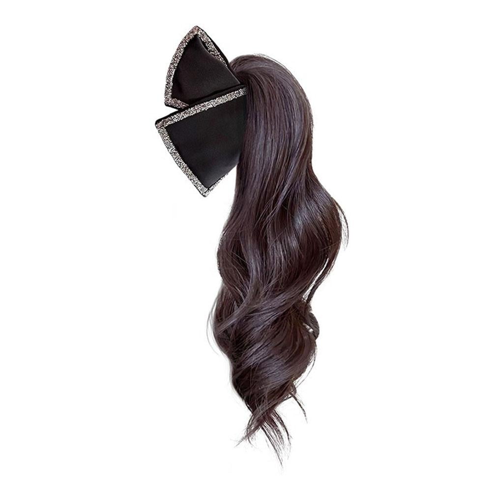 Bow Tie Grab Clip Ponytail Wig Women's Synthetic Wave Curly Ponytail√ ...