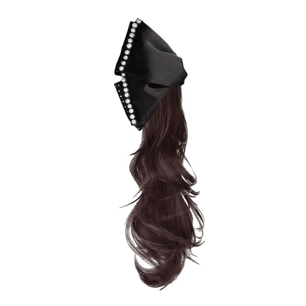 Bow Tie Grab Clip Ponytail Wig Women's Synthetic Wave Curly Ponytail√ ...