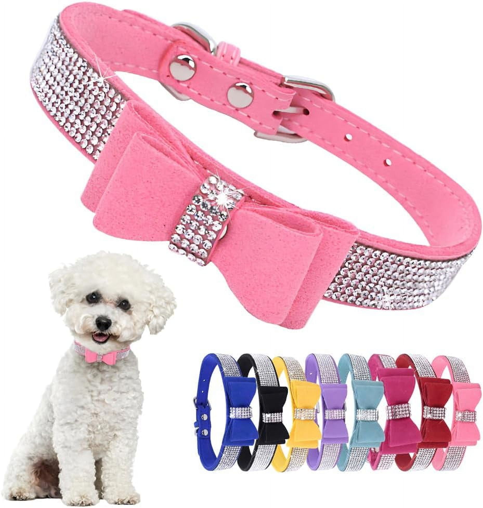 Bow Tie Rhinestone Dog Collar Cute Sparkling Crystal Diamond Puppy ...