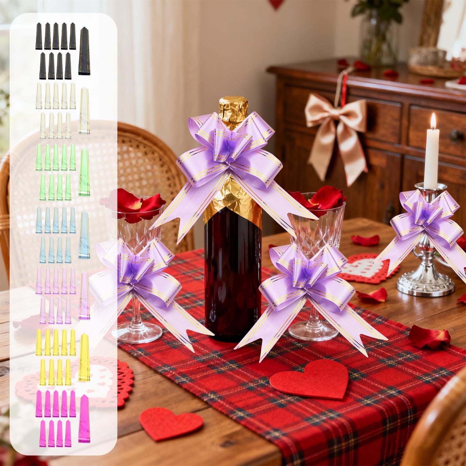 Bow Ties Flower Ribbon Decorations | 10 Pack Plastic Pull Bows 4.5x70cm ...