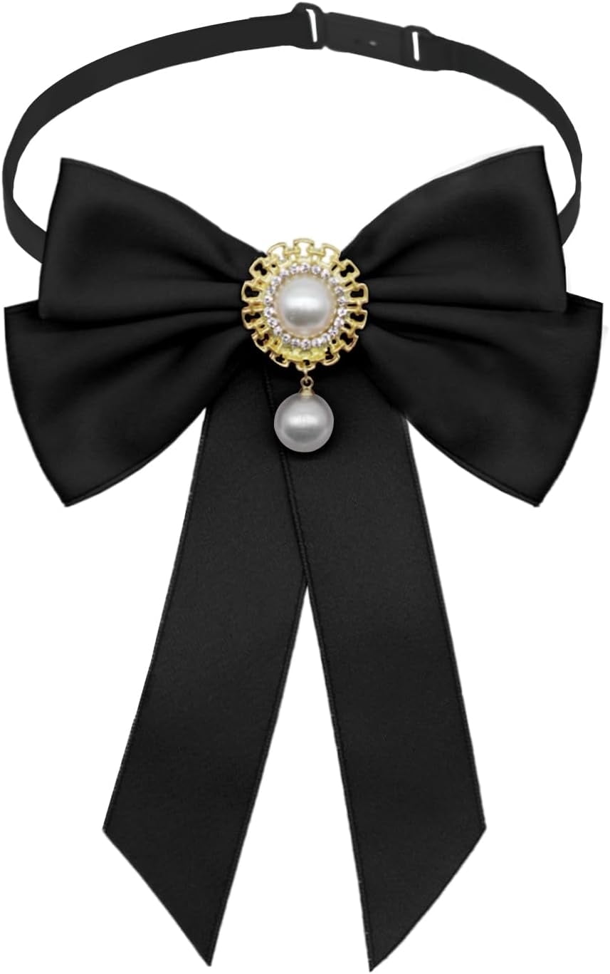 Bow Ties for Girl Women, Girls Bow Tie with Pearls Adjustable Pre-tied ...