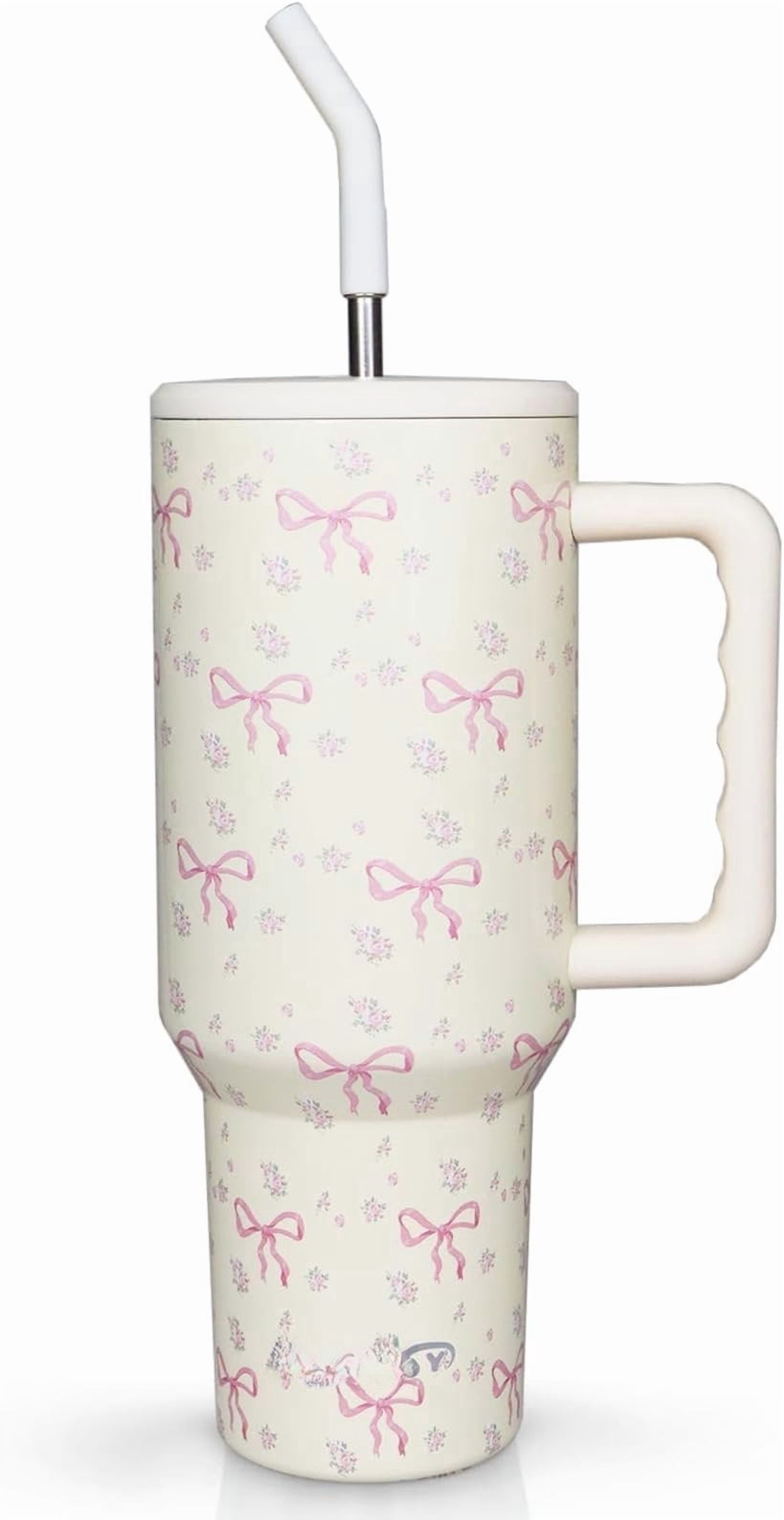 Bow Tumbler, 40oz Bow Cup with Handle and Straw Lid Gifts for Women ...