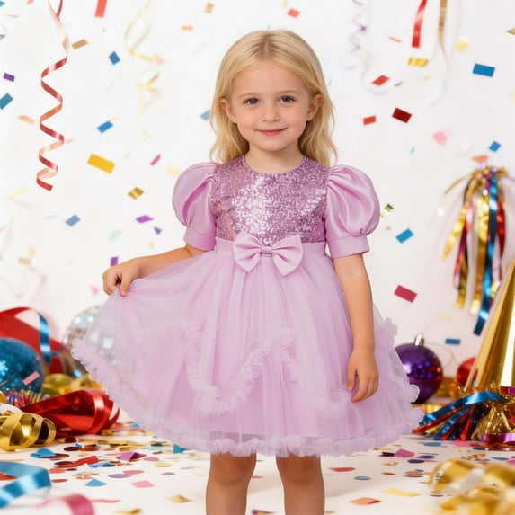 Bow Tutu Party Dress for Girls Elegant Layered Mesh Gown Celebrations ...
