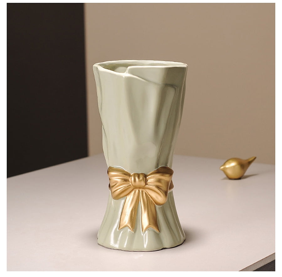 Bow Vase for Flowers, Ceramic Vase with Bow, Cute Flower Vases for Bouquet, Flower Vase with Bow ...