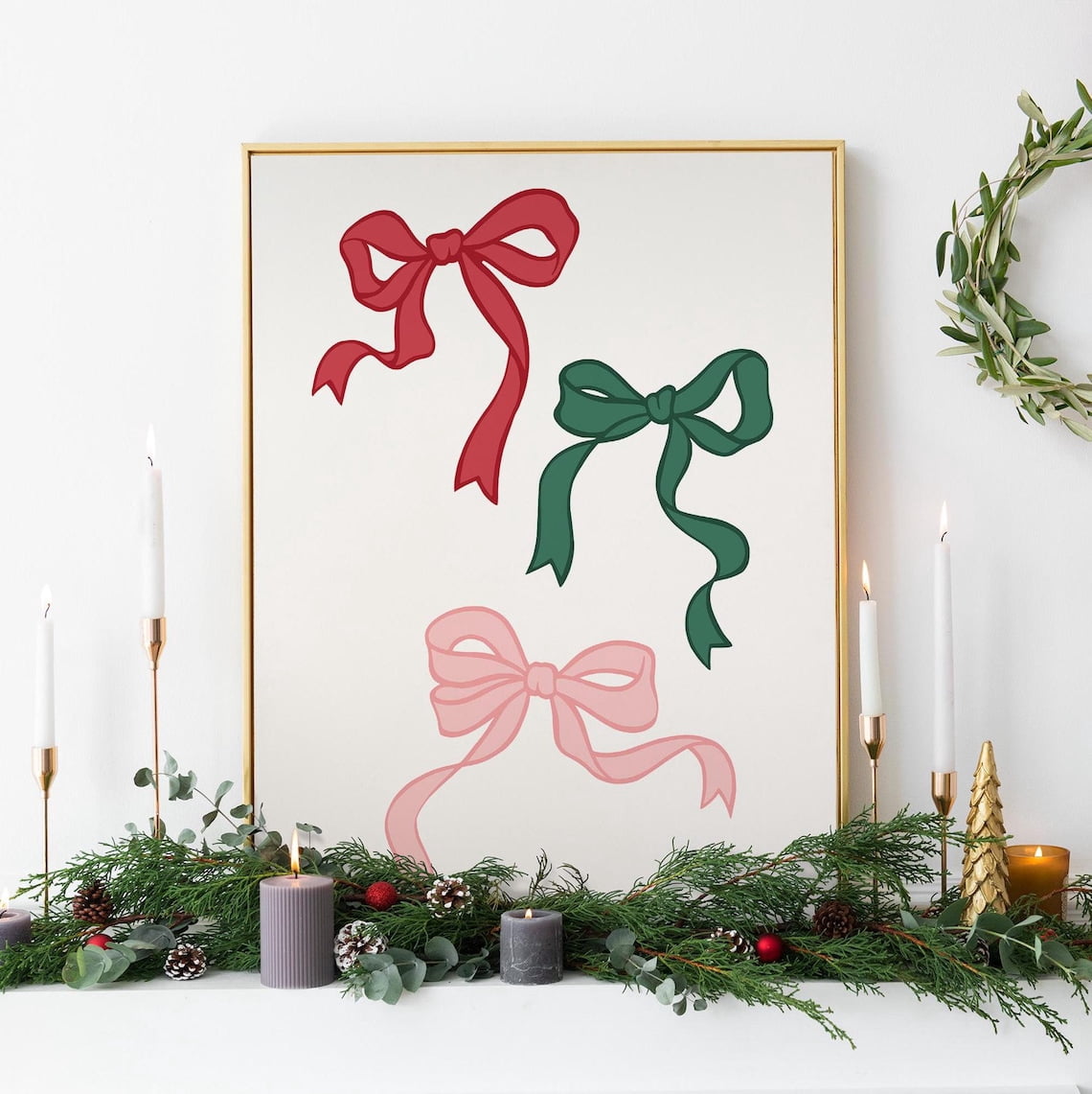 Bow Wall Art Whimsical Poster Trendy Cute Ribbon Poster, Unframed Size ...