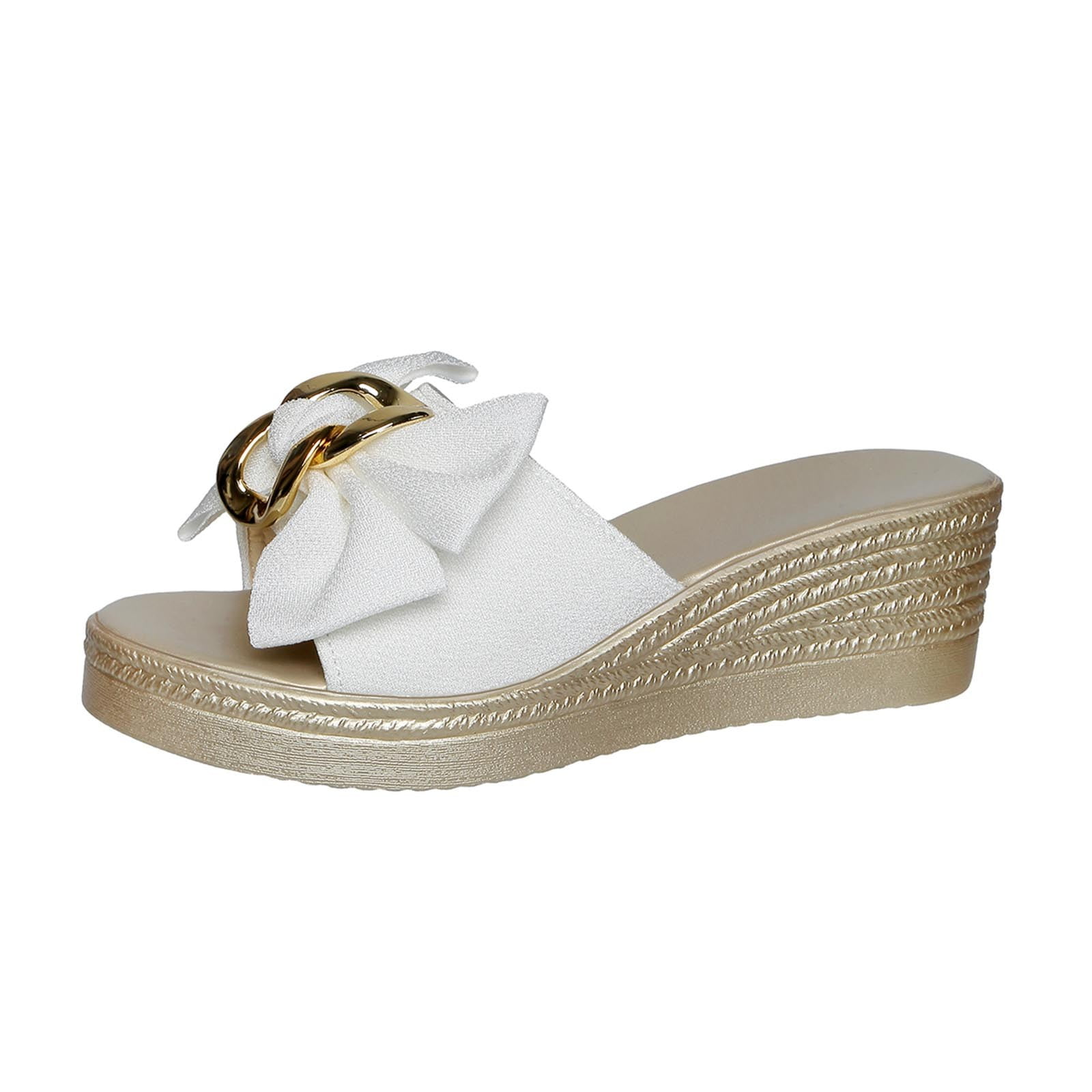 Bow Wedge Sandals for Women Platform Sandals Slides Open Toe Slip On ...