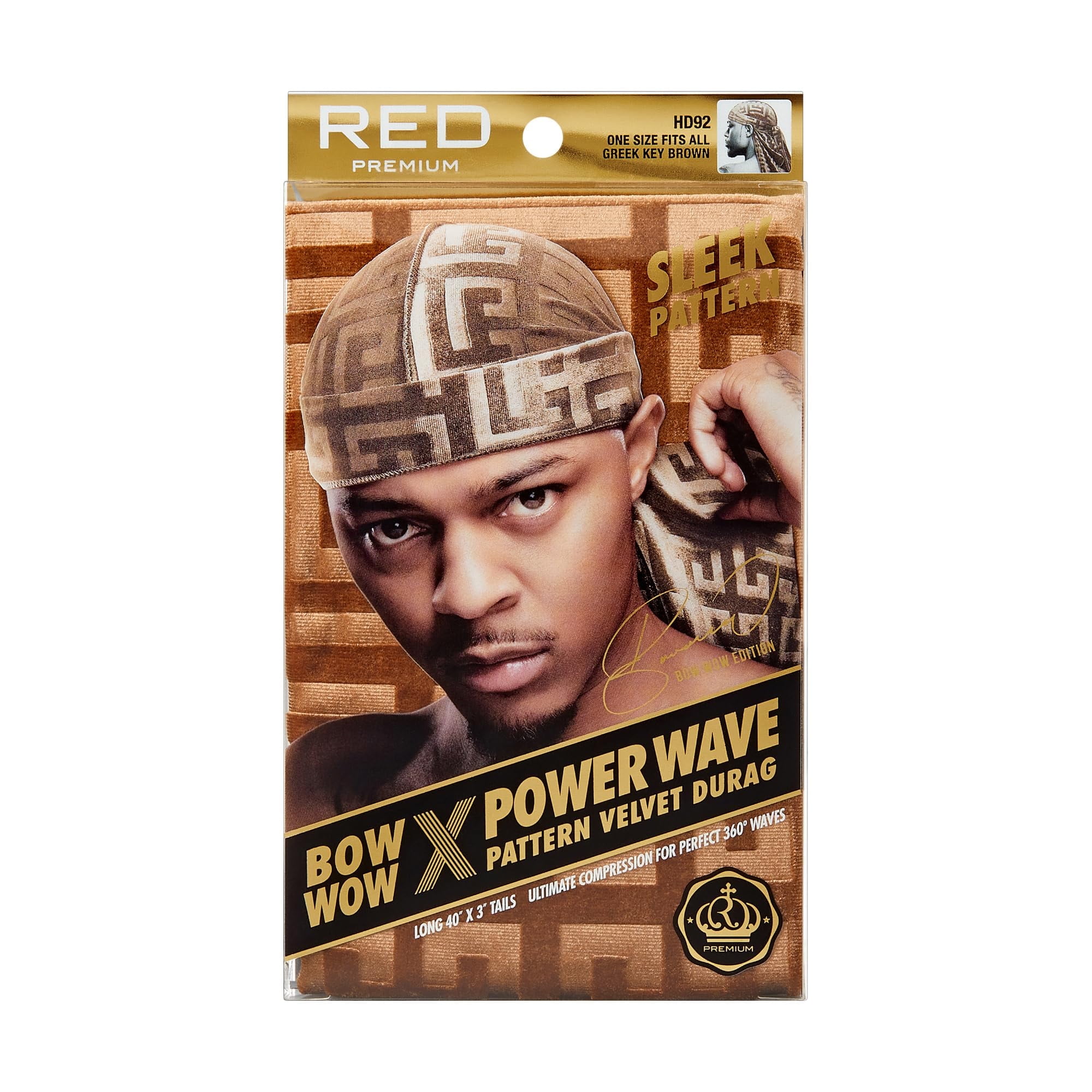 Red by Kiss Bow Wow X Power Wave Premium Pattern Velvet Durag, Soft ...