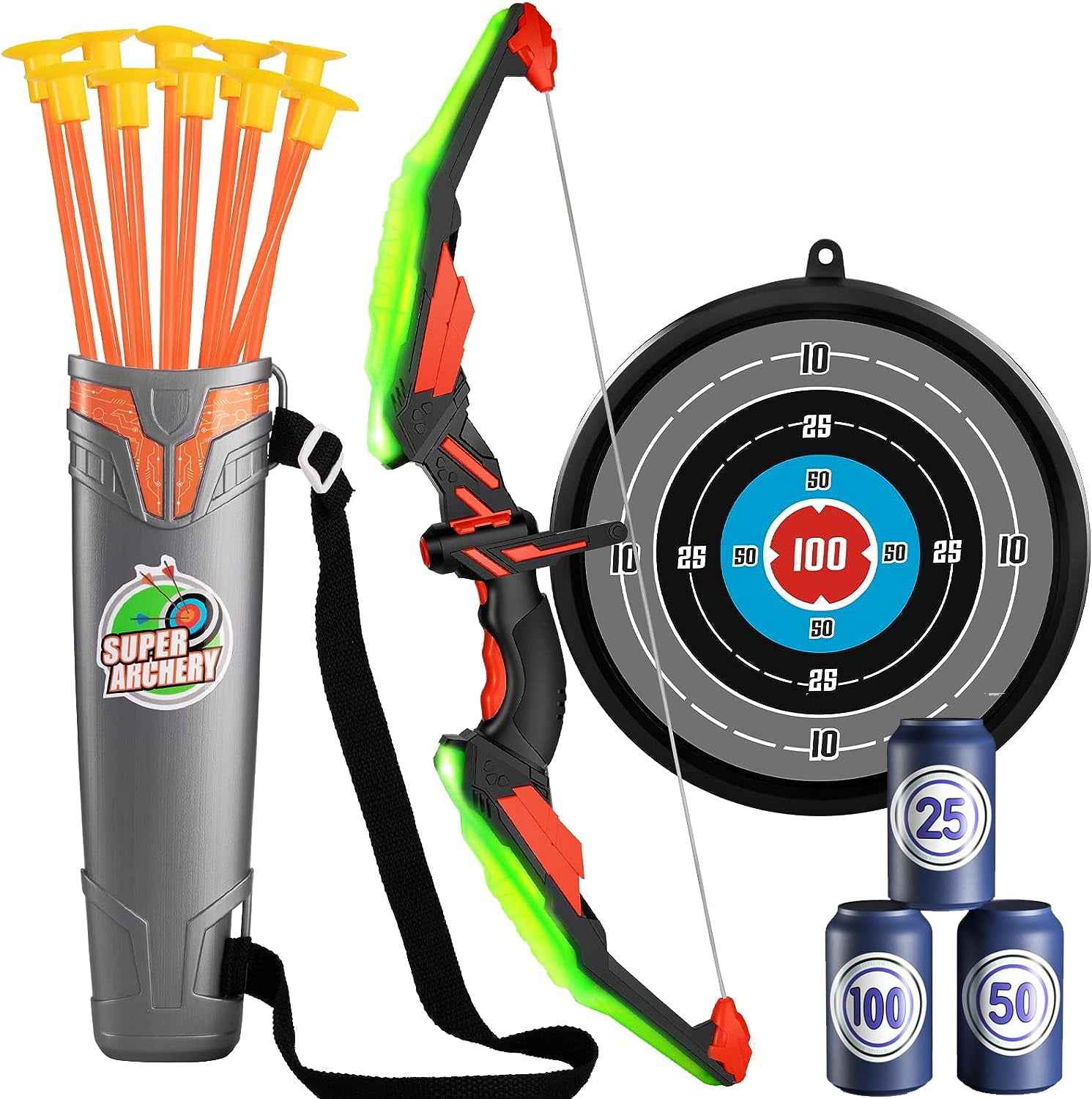 Bow and Arrow Set for Kids, Archery Toy Set with LED Light for Boys ...