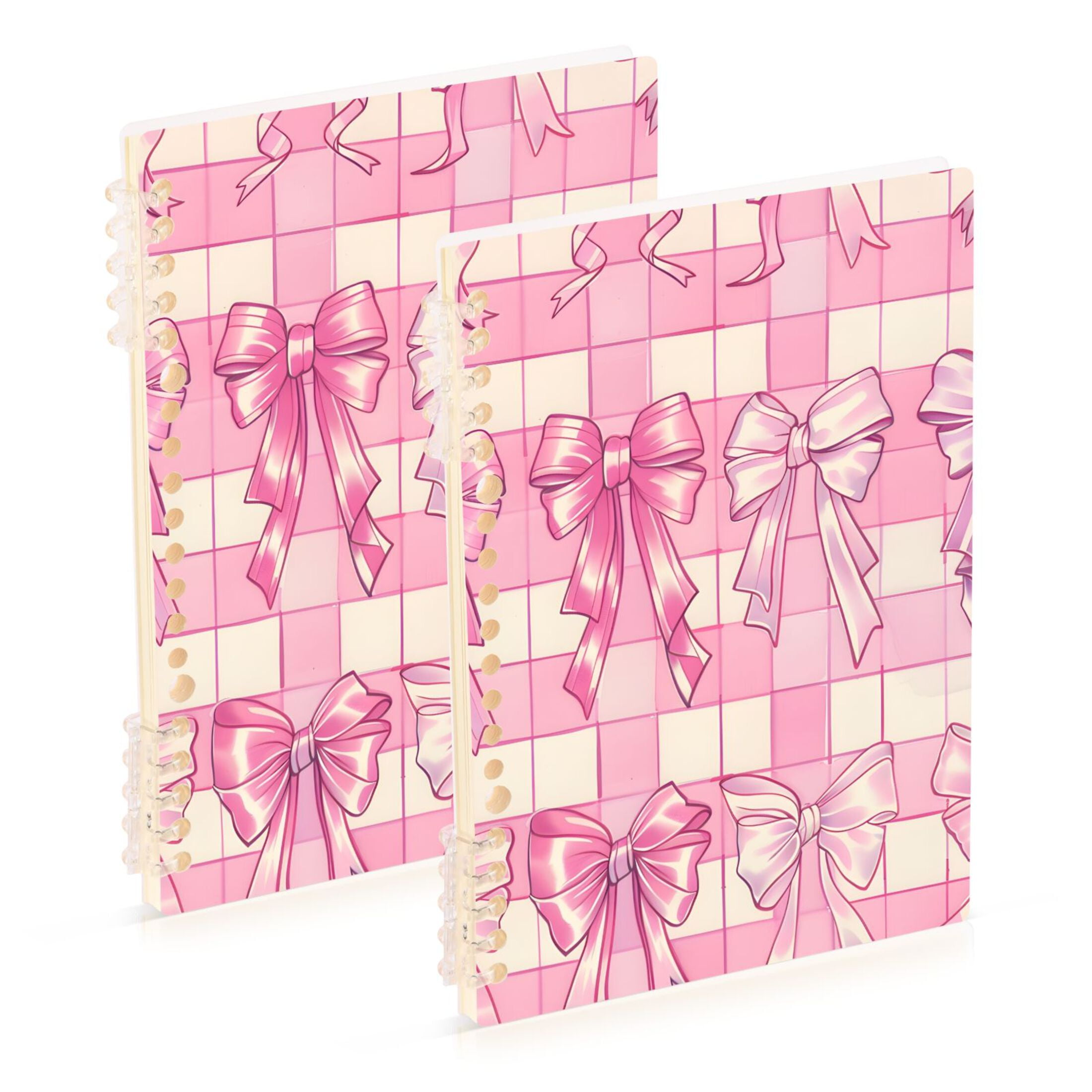 Bow and Plaid 2 Pcs Spiral Notebooks 60 Sheets 120 Pages A5 Journal ...