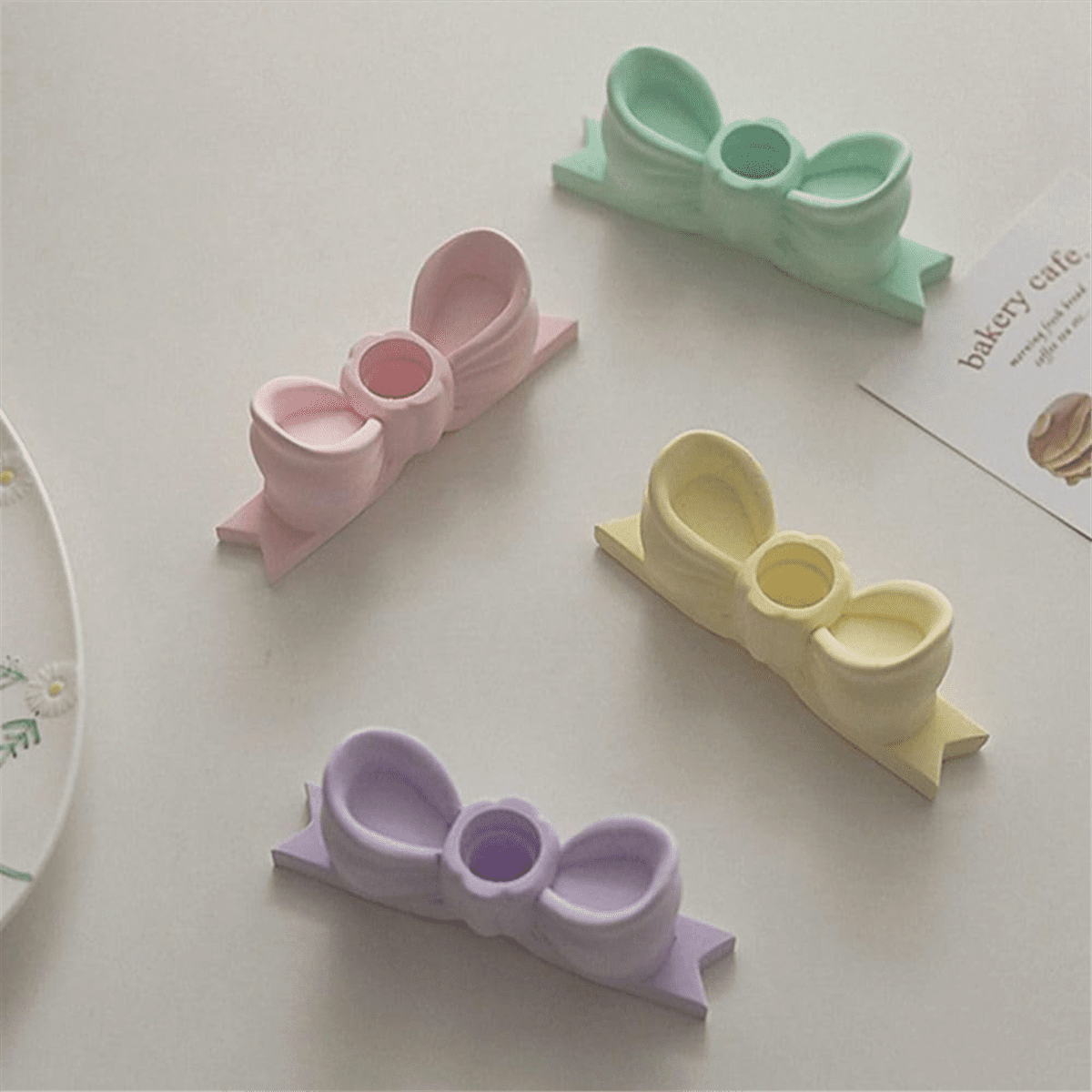 Bow candlestick long rod aromatherapy candle candlestick simulation bow ...