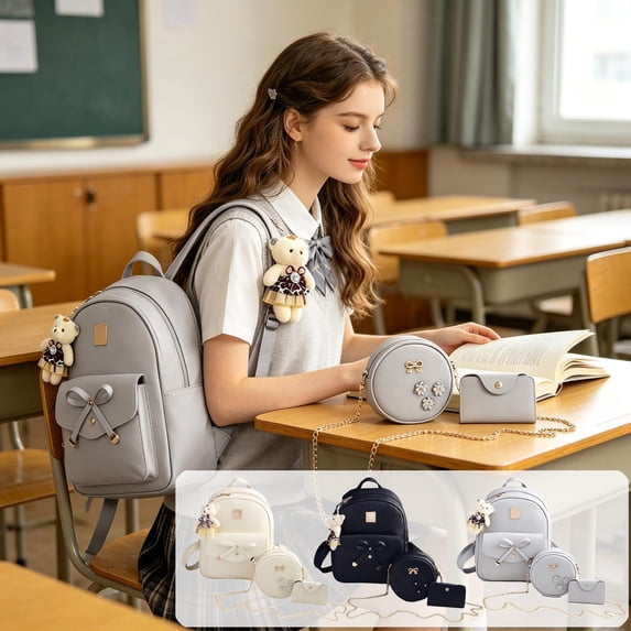 Bowayaoa Bowknot Backpack, Polyester Combo with Backpack, Crossbody Bag ...