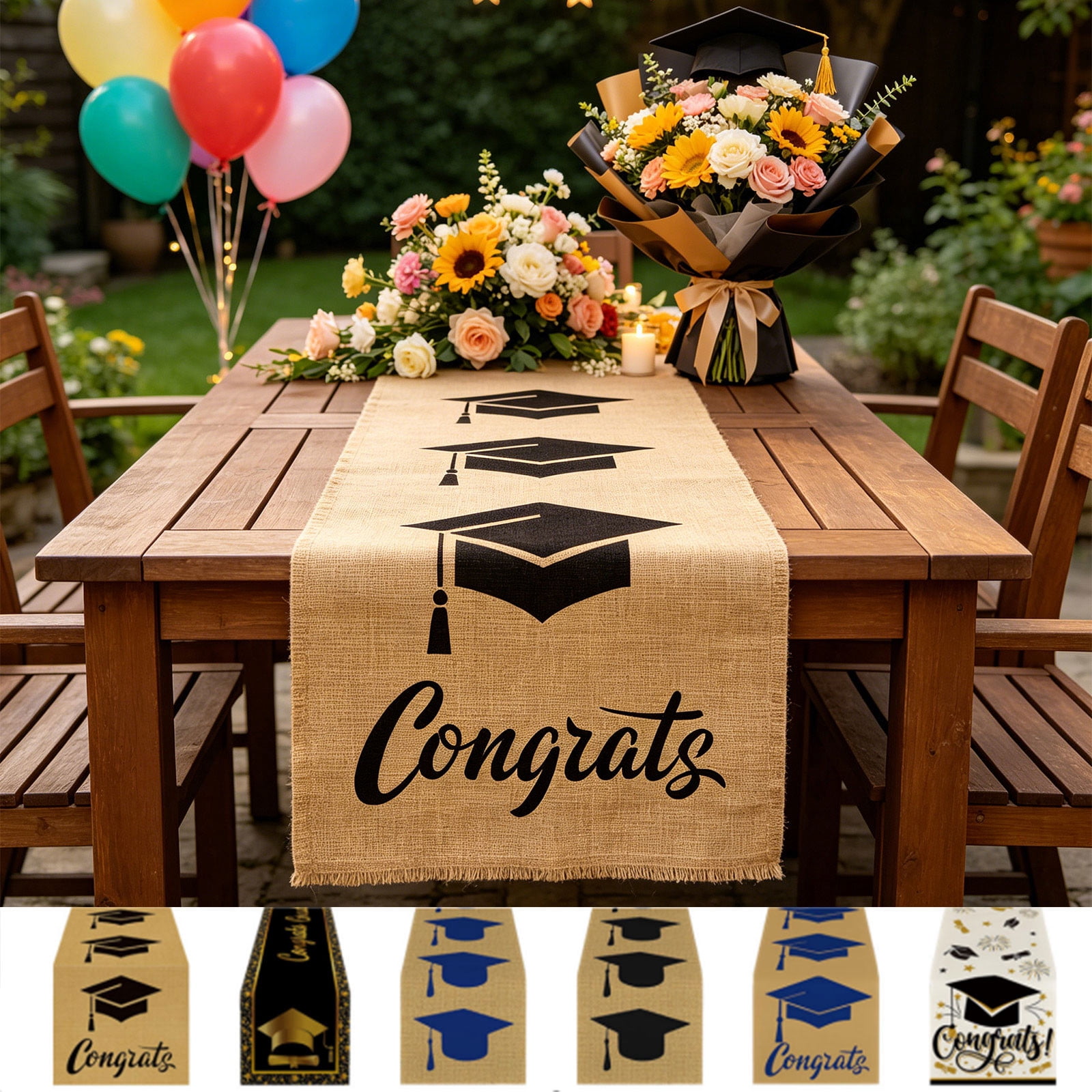 Bowayaoa Congrats Grad Table Runner, Glitter Polyester Disposable Table ...