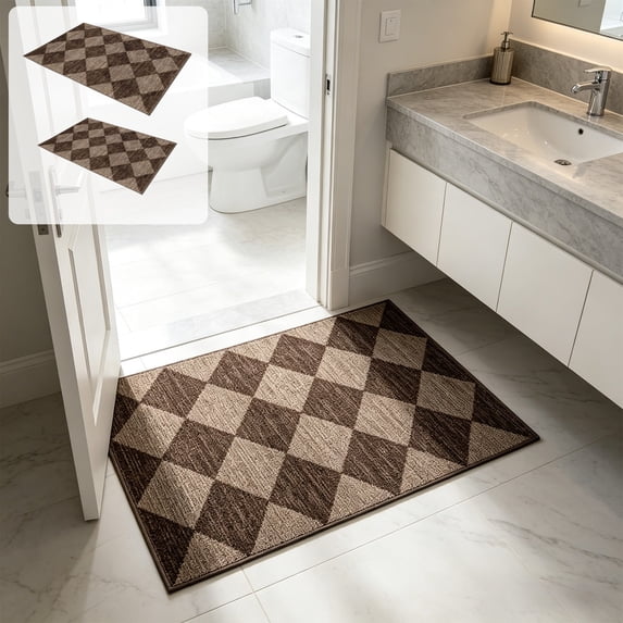Bowayaoa Diamond Pattern Area Rug 19.6x31.5 inches, Non Slip Rubber ...