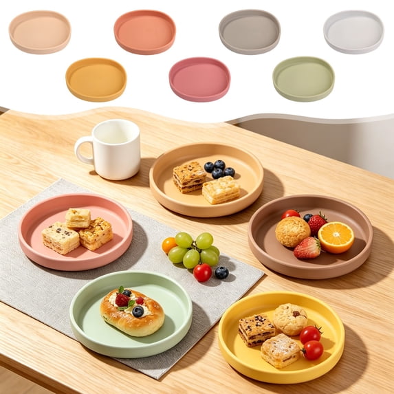 Bowayaoa Food Grade Silicone Dinner Plate, Reusable Shatterproof Dish ...