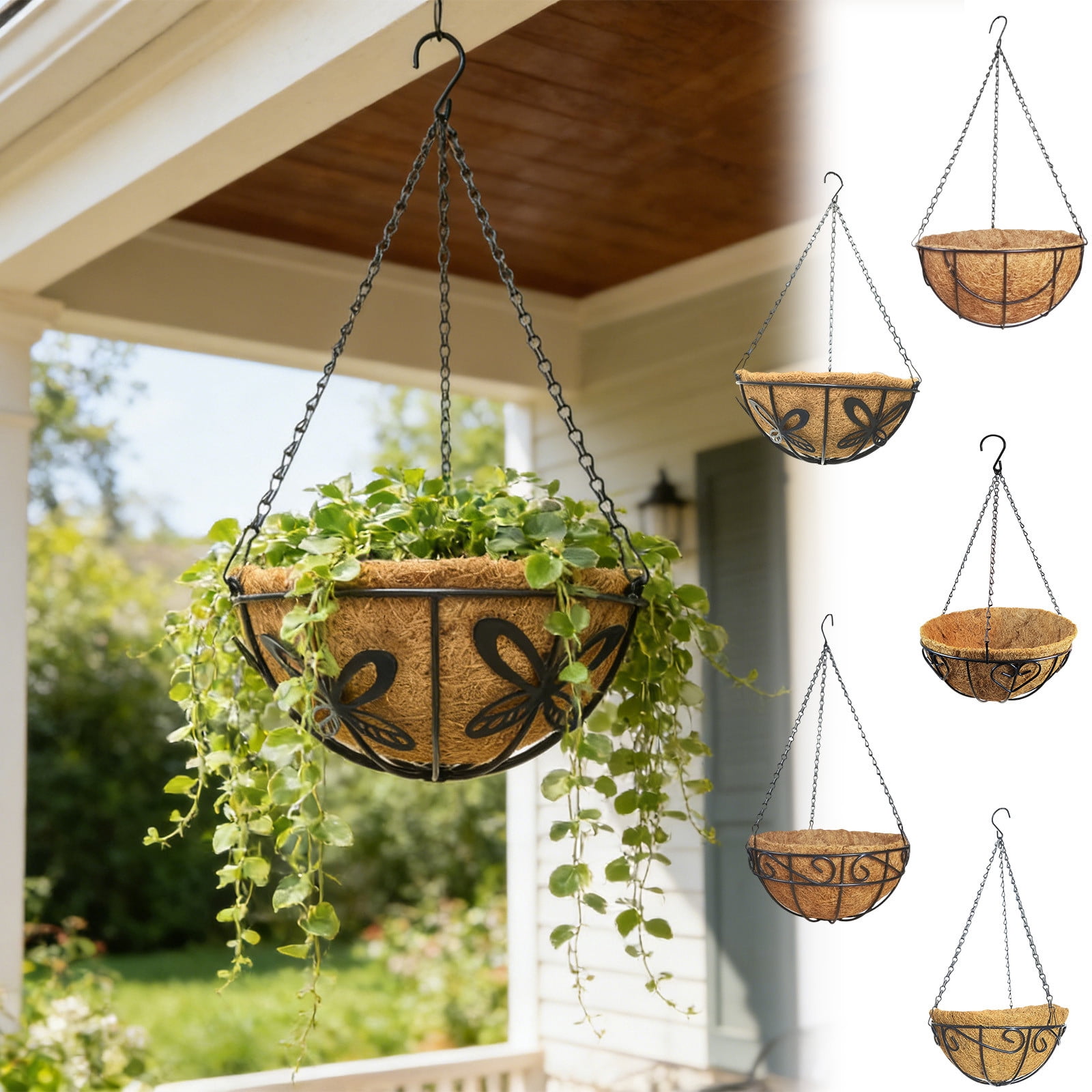 Bowayaoa Hanging Planters Basket Hanging Flower Pots Chain Round Wire ...