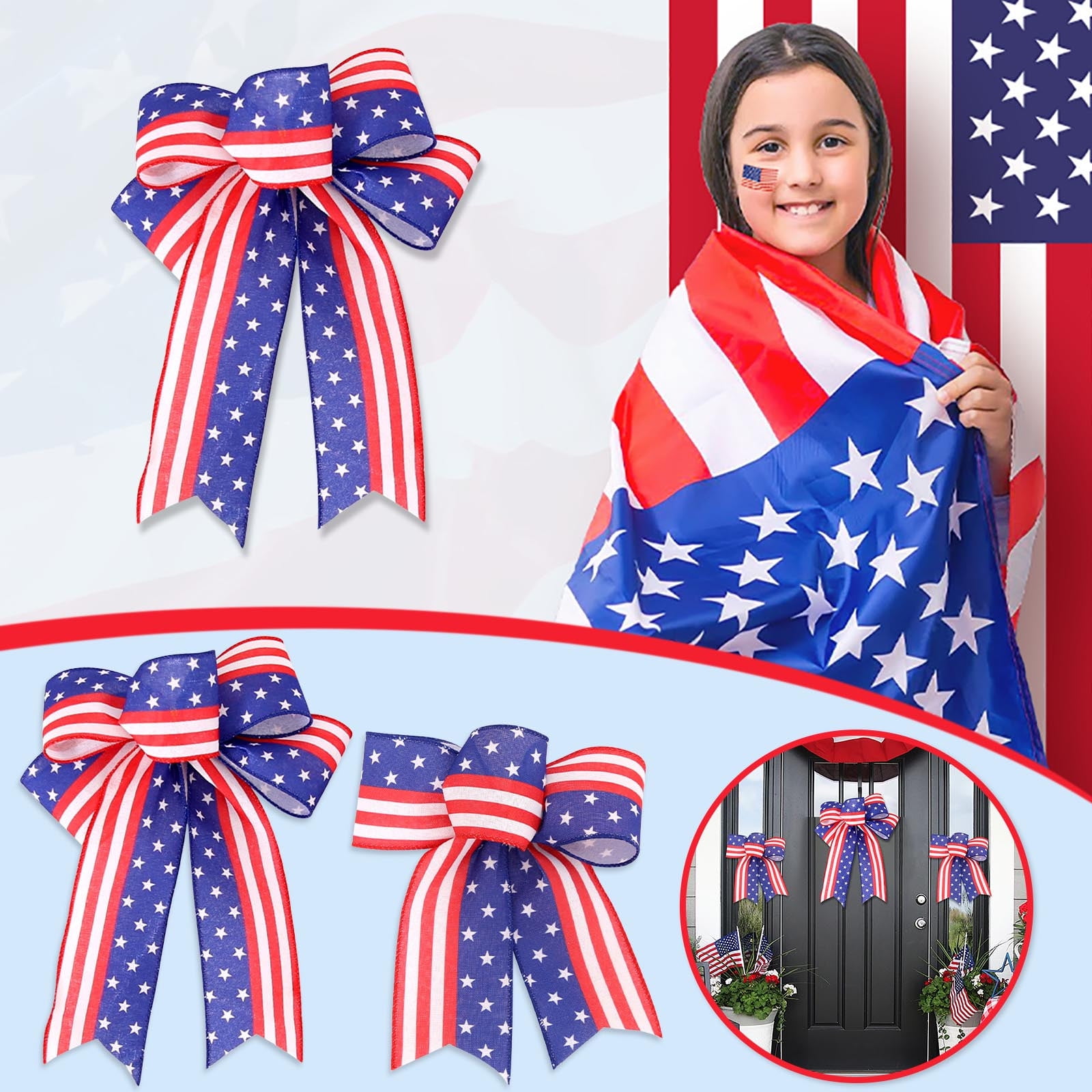 Bowayaoa Patriotic Bows for Wreaths Decorations,Stripe String Stars ...
