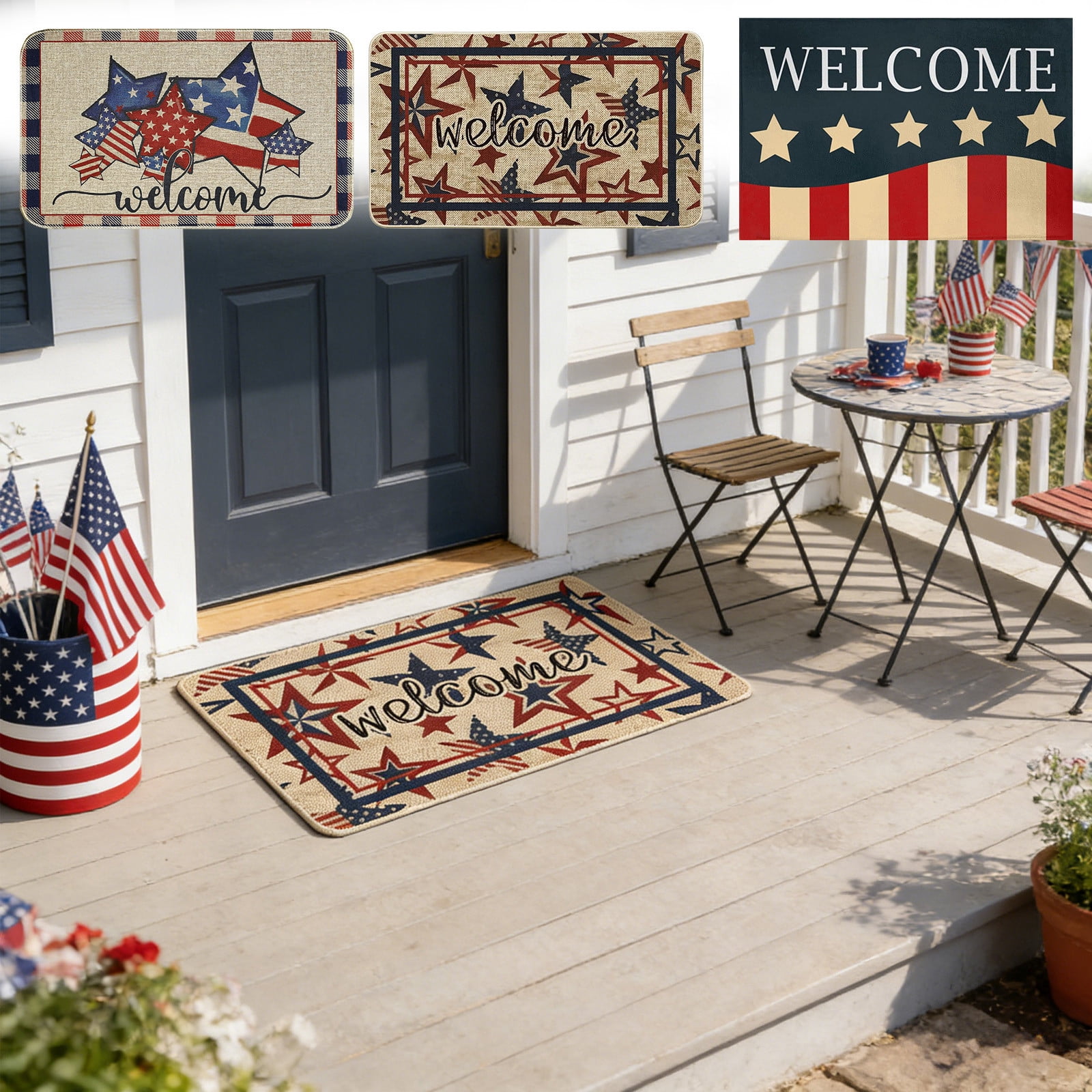 Bowayaoa Patriotic Star Spangled Doormat 15.7×23.6 inches, Washable Non ...