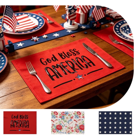Bowayaoa Polyester Patriotic Placemat, Independence Day Themed Table ...