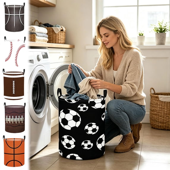 Bowayaoa Print Polyester Mesh Laundry Hamper, Wall Hanging Cylindrical ...