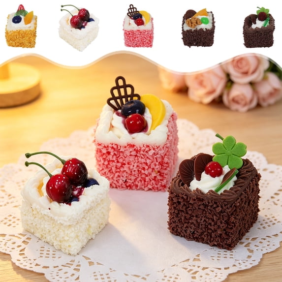 Bowayaoa Realistic Artificial French Cream Cake Model, PU Fake Mousse ...