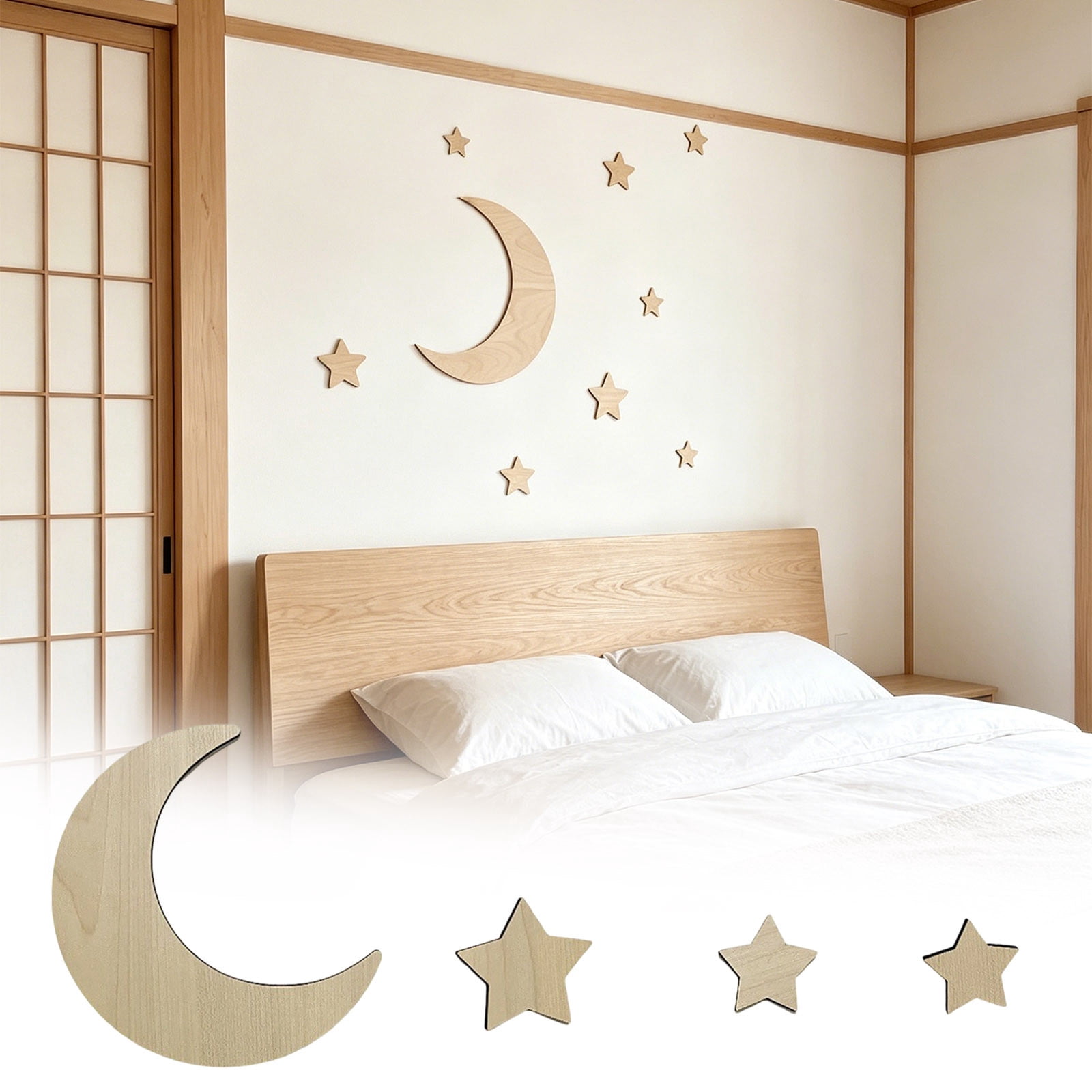 Bowayaoa Wooden Celestial Wall Decals, Wood Cutouts Wall Stickers ...