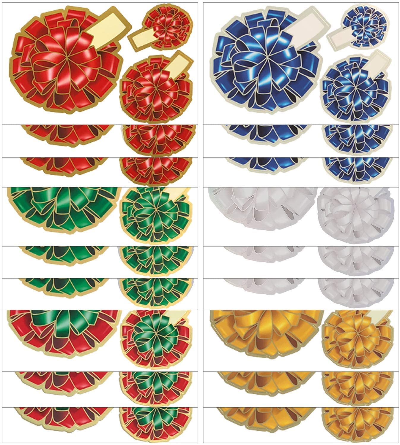 Bowdacious Gift Bows, 54 Christmas Holiday Bows, 3D Looking Gift Bow Stickers with Foil Accents ...