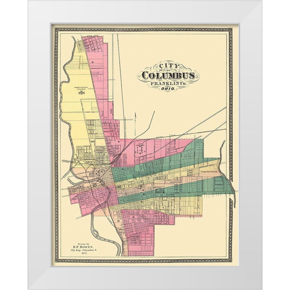 Bowen 12x14 White Modern Wood Framed Museum Art Print Titled - Columbus ...