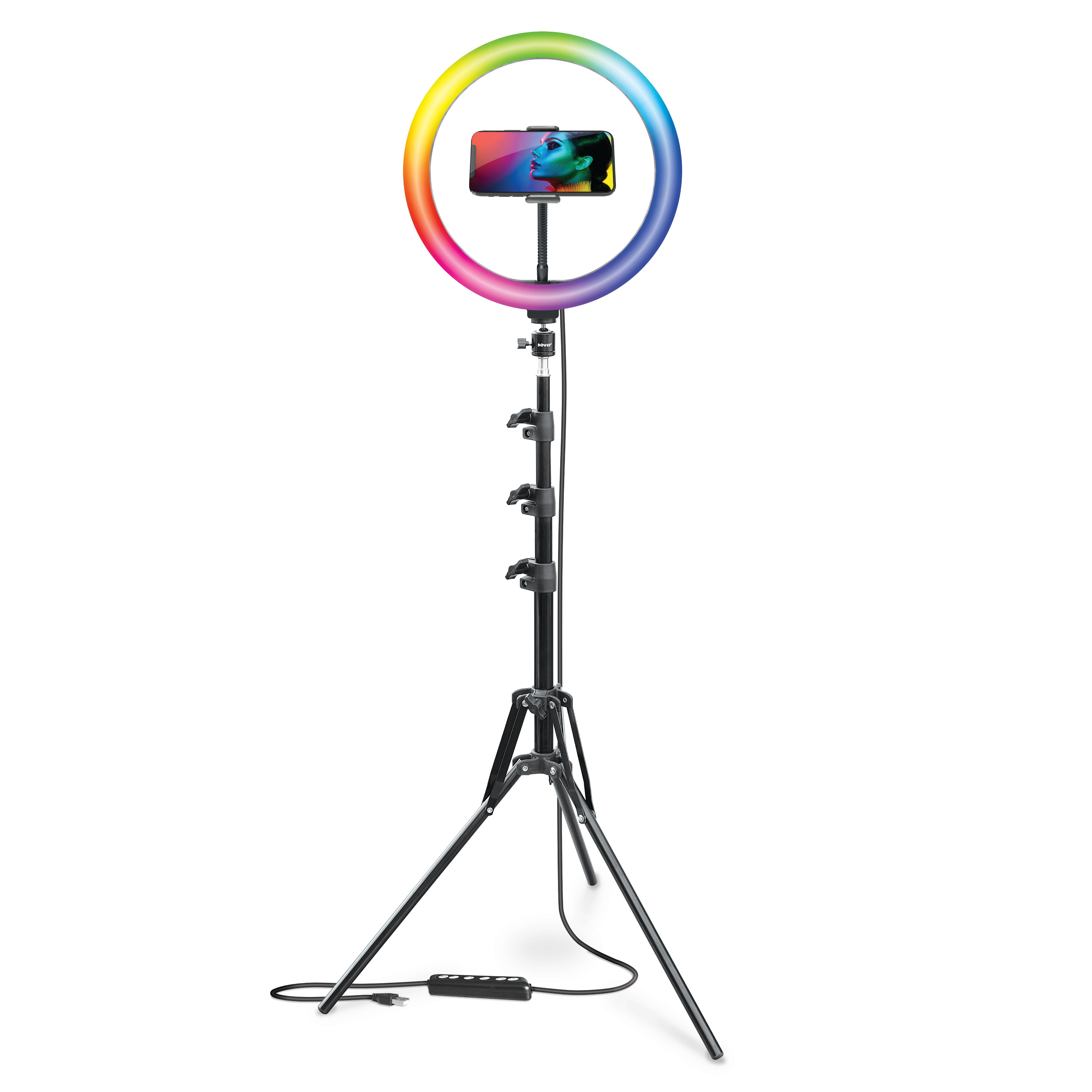 Bower Brand 16-inch White and RGB LED Ring Light Kit with Tripod; Black ...