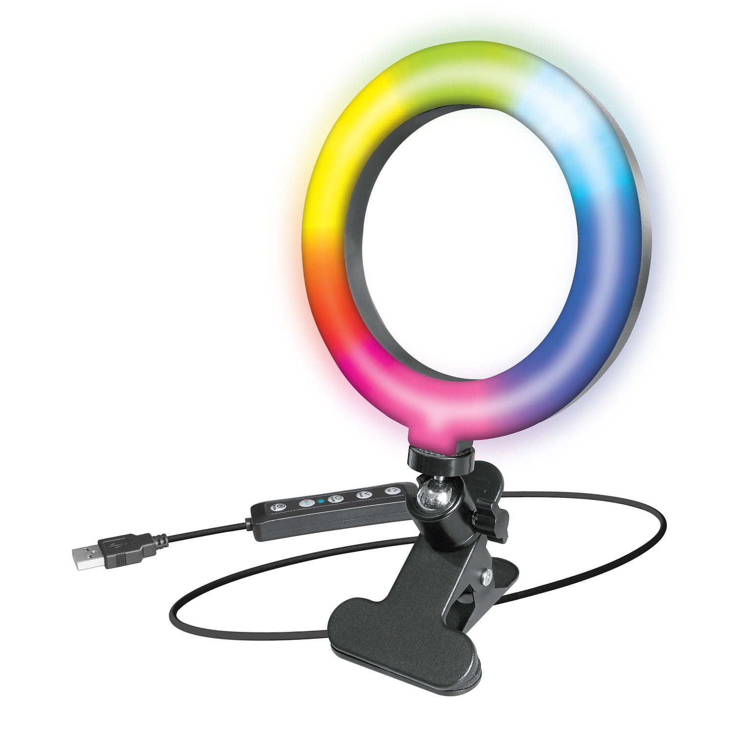 Bower 6-In. Compact RGB and White LED Ring Light with Clamp and ...