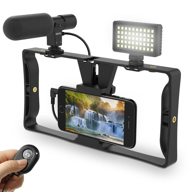 Bower Ultimate Vlogger Pro Kit with Smartphone Rig, HD Microphone, 50 ...