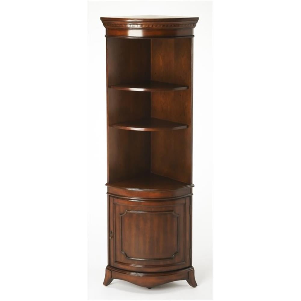 Bowery Hil Traditional Wood Brown Finish Dowling Corner Cabinet ...