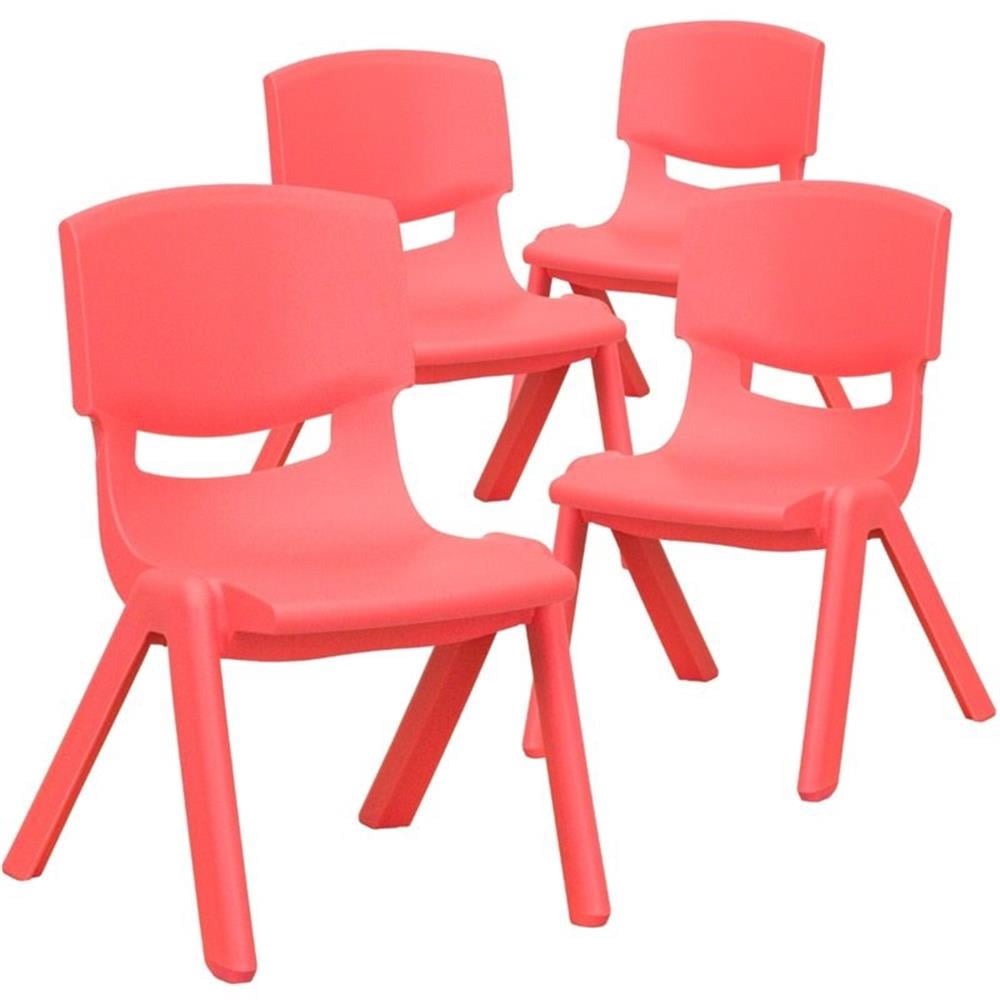 Bowery Hill 10.5" Plastic Stackable Preschool Chair in Red (Set of 4 ...