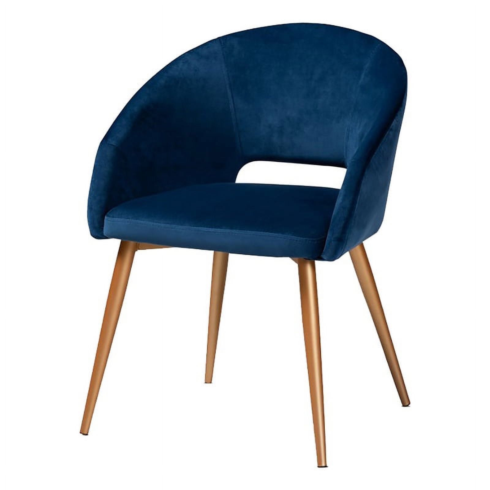 Bowery Hill 17.72'' Glam Velvet/Metal Dining Chair in Navy Blue/Gold ...