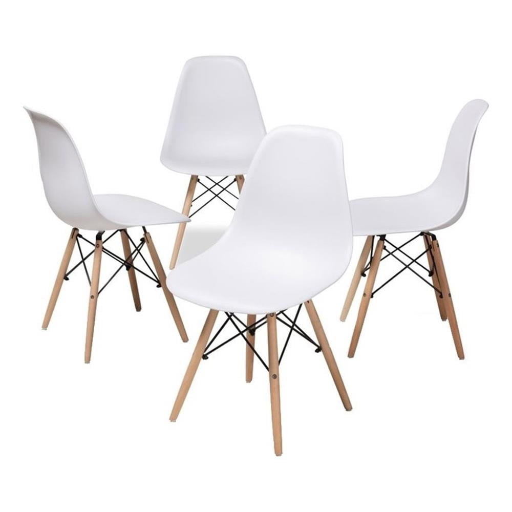Bowery Hill 17.72" Mid-Century Plastic Dining Side Chair in White (Set ...