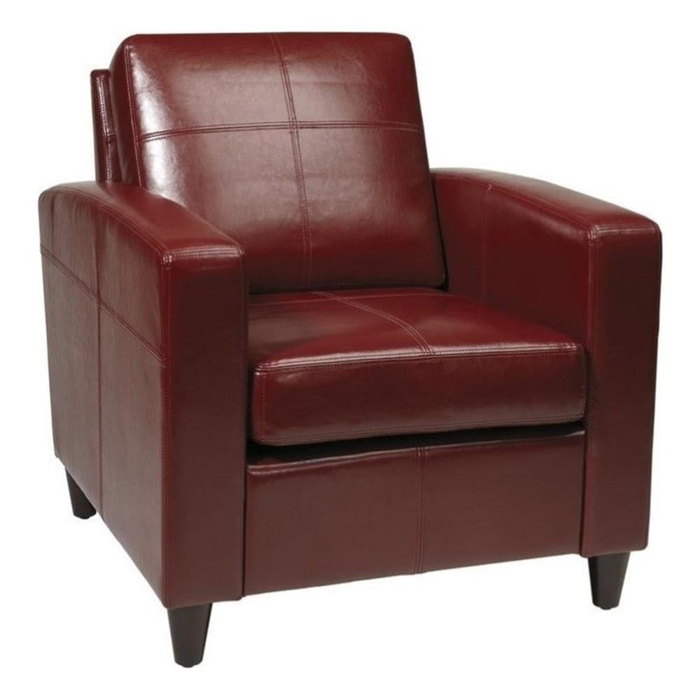 Bowery Hill Modern Red Club Chair, Faux Leather Upholstery, 18.75 ...