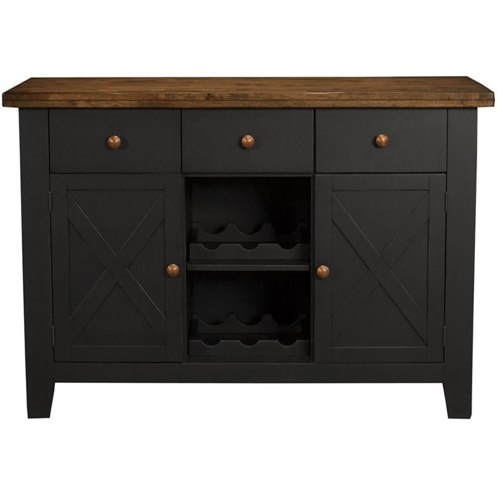 Bowery Hill 2 Door 52" Solid Wood Server Wine Rack Server in Black ...