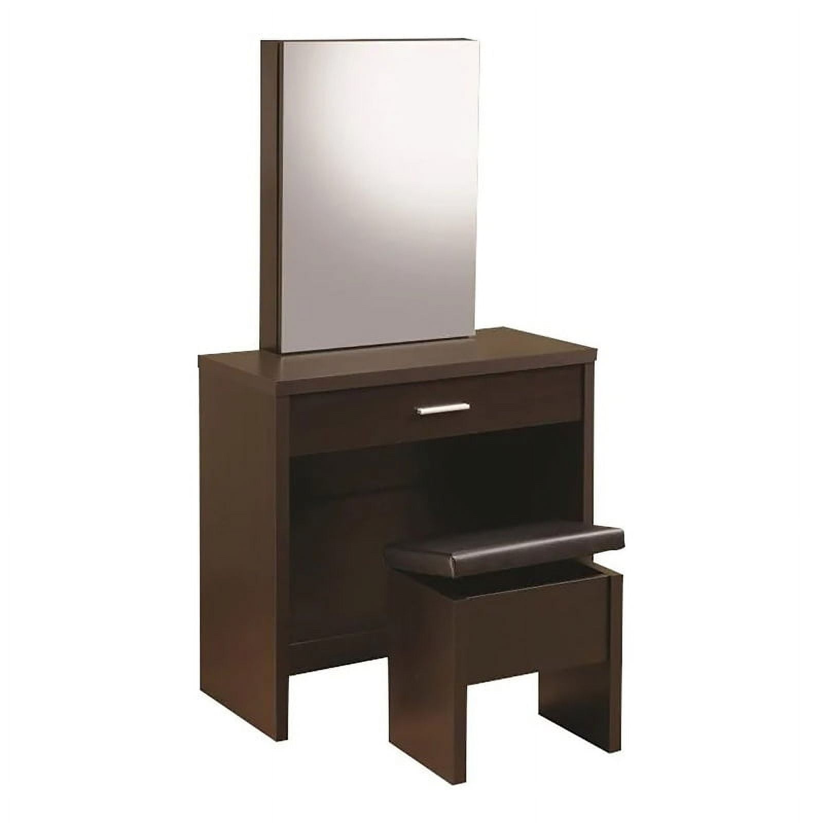 Bowery Hill 2 Piece Contemporary Wood Bedroom Vanity Set in Cappuccino ...