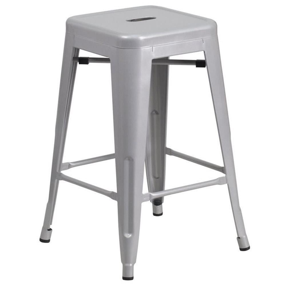 Bowery Hill 24'' Industrial Steel Metal Backless Counter Stool in ...