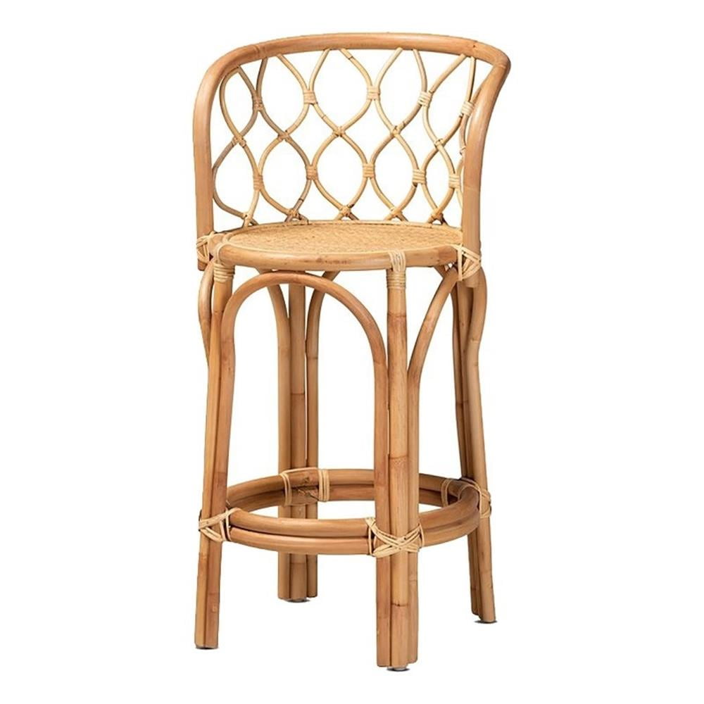 Bowery Hill 26.2" Contemporary Wicker / Rattan Counter Stool in Natural ...