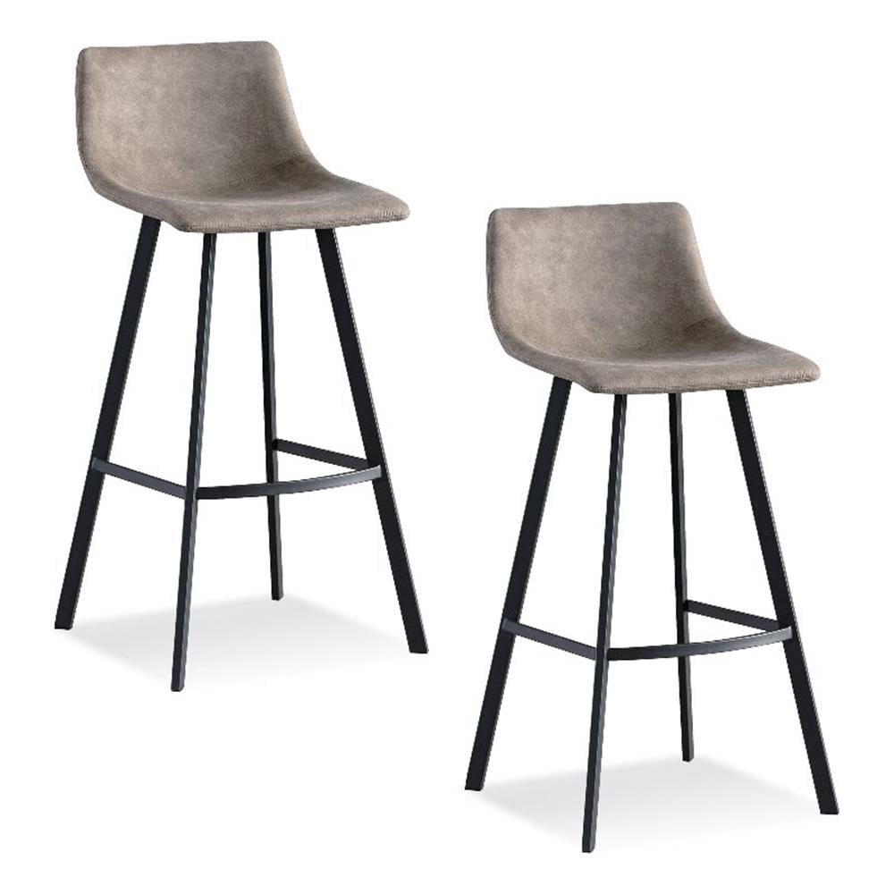 Bowery Hill 29.5" Metal/Faux Leather Bar Stool in Black/Gray (Set of 2 ...