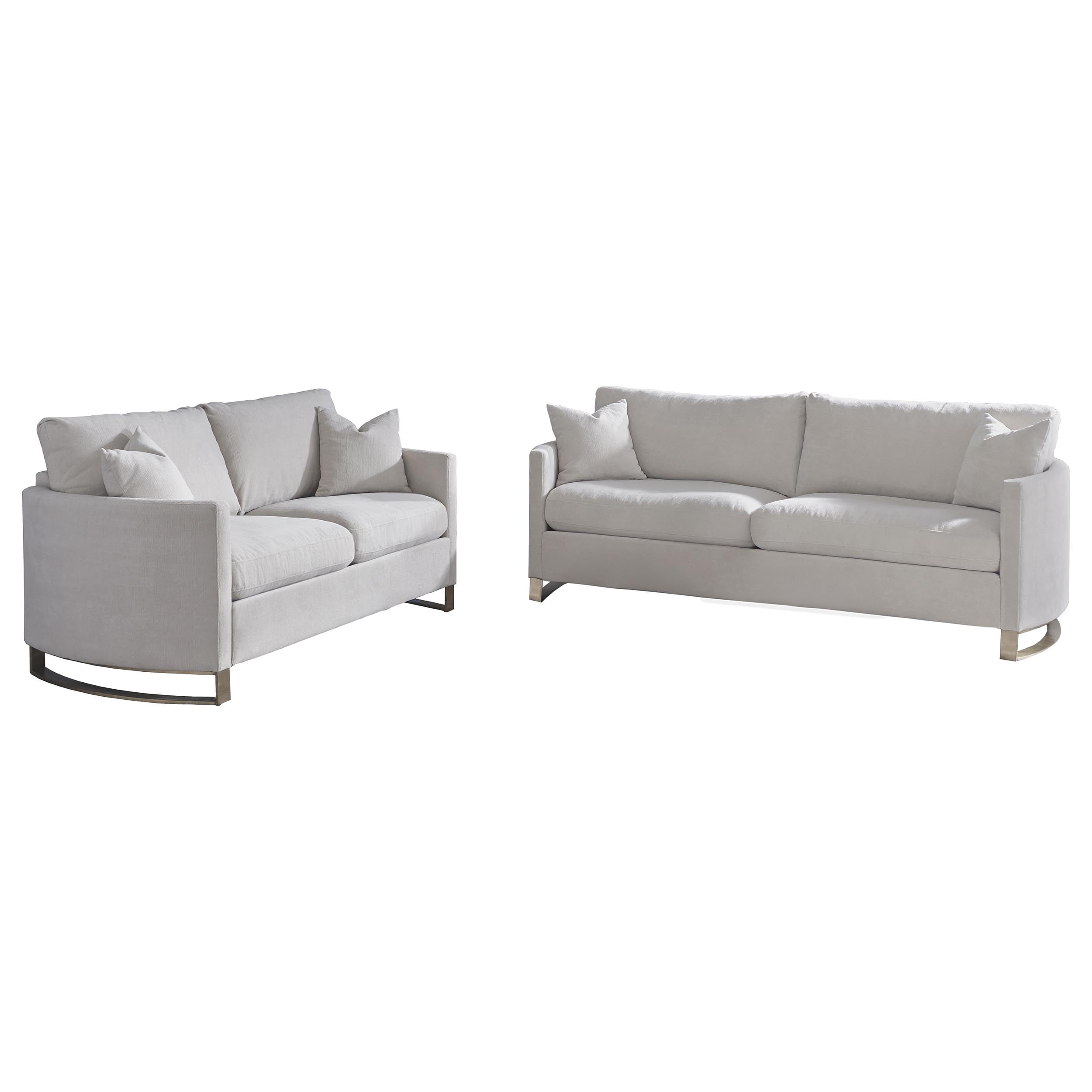 Bowery Hill 2Pc Contemporary Upholstered Arched Arms Chenille Sofa Set ...