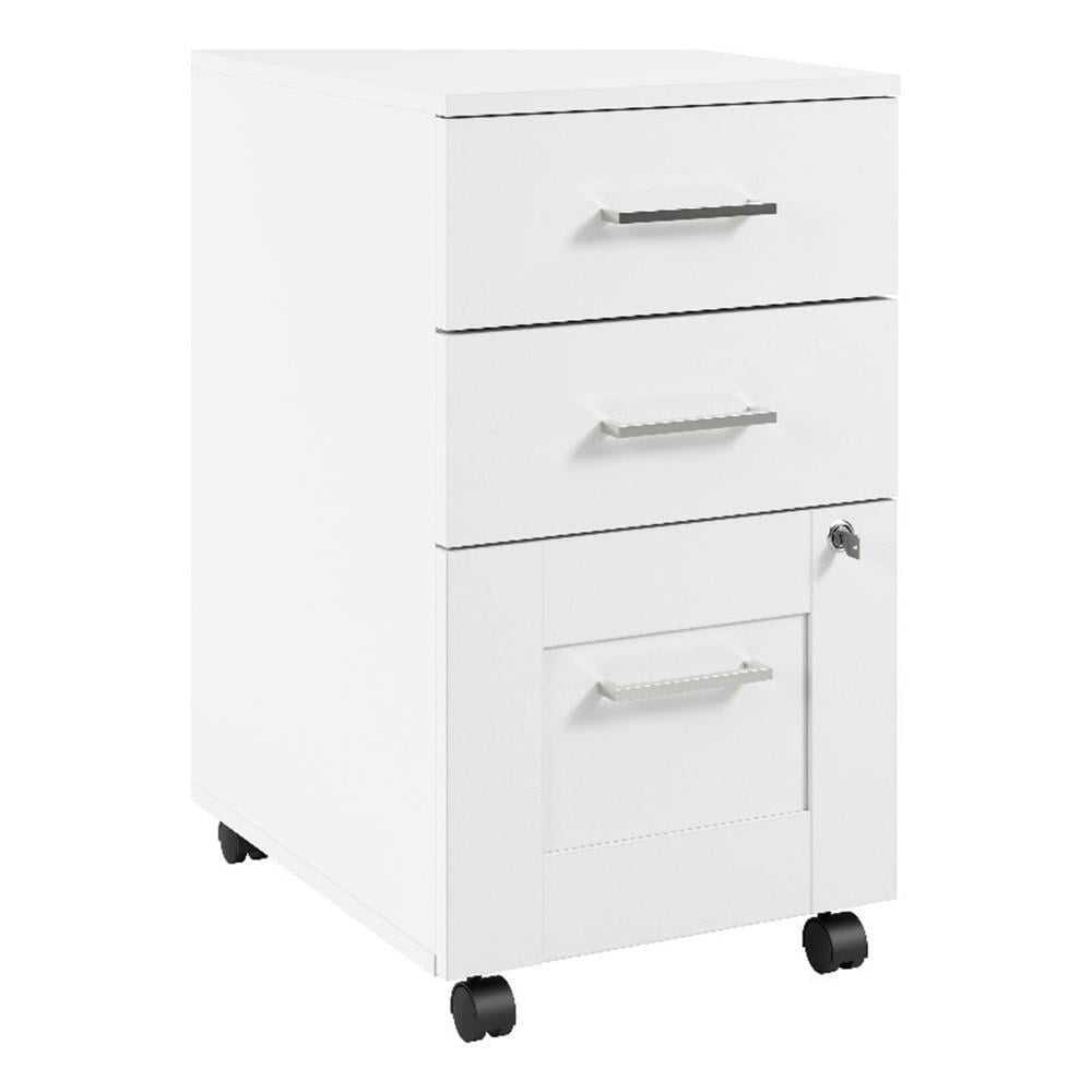Bowery Hill 3 Drawer Mobile File Cabinet in White - Engineered Wood ...