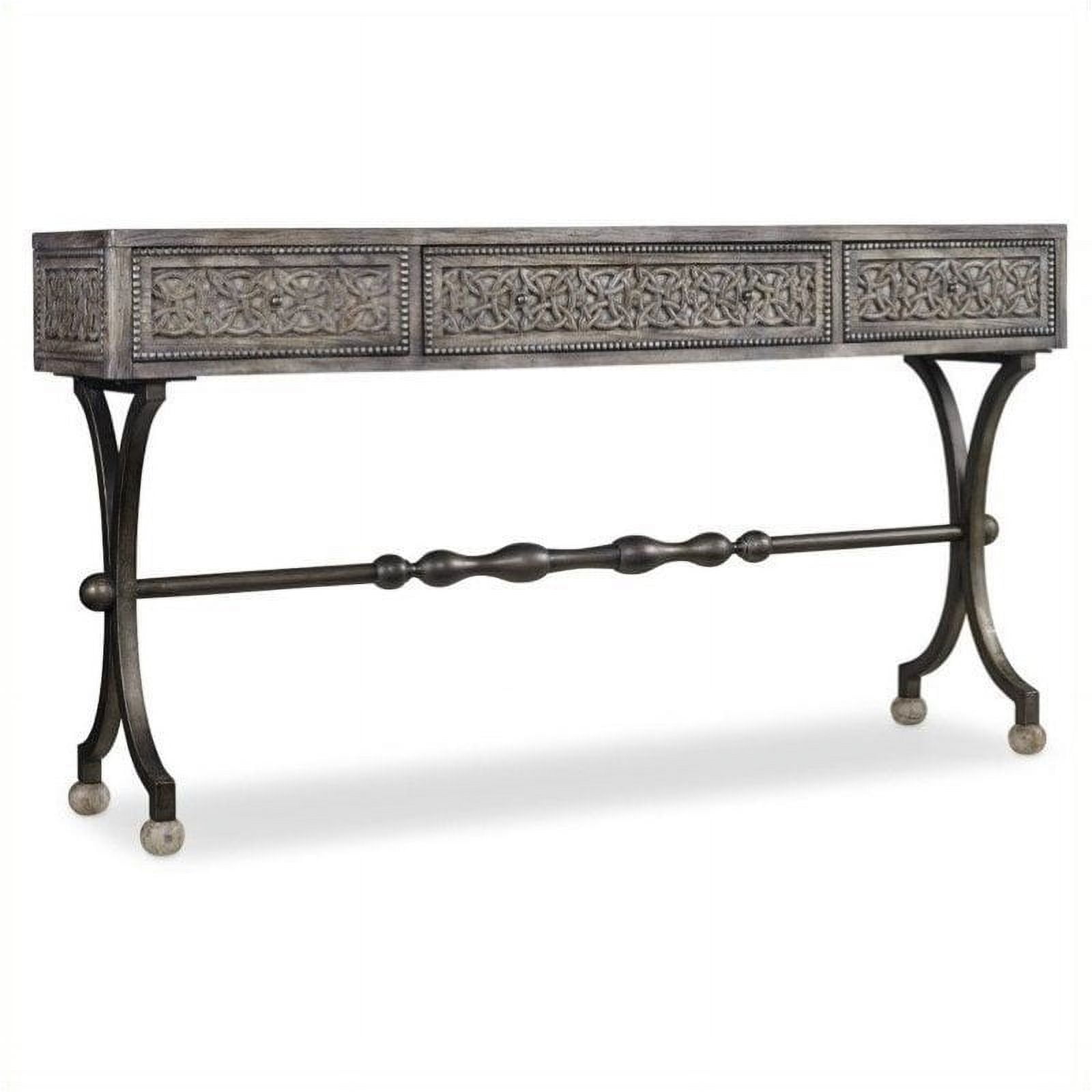 Bowery Hill 3-Drawer Traditional Wood & Metal Console Table in ...