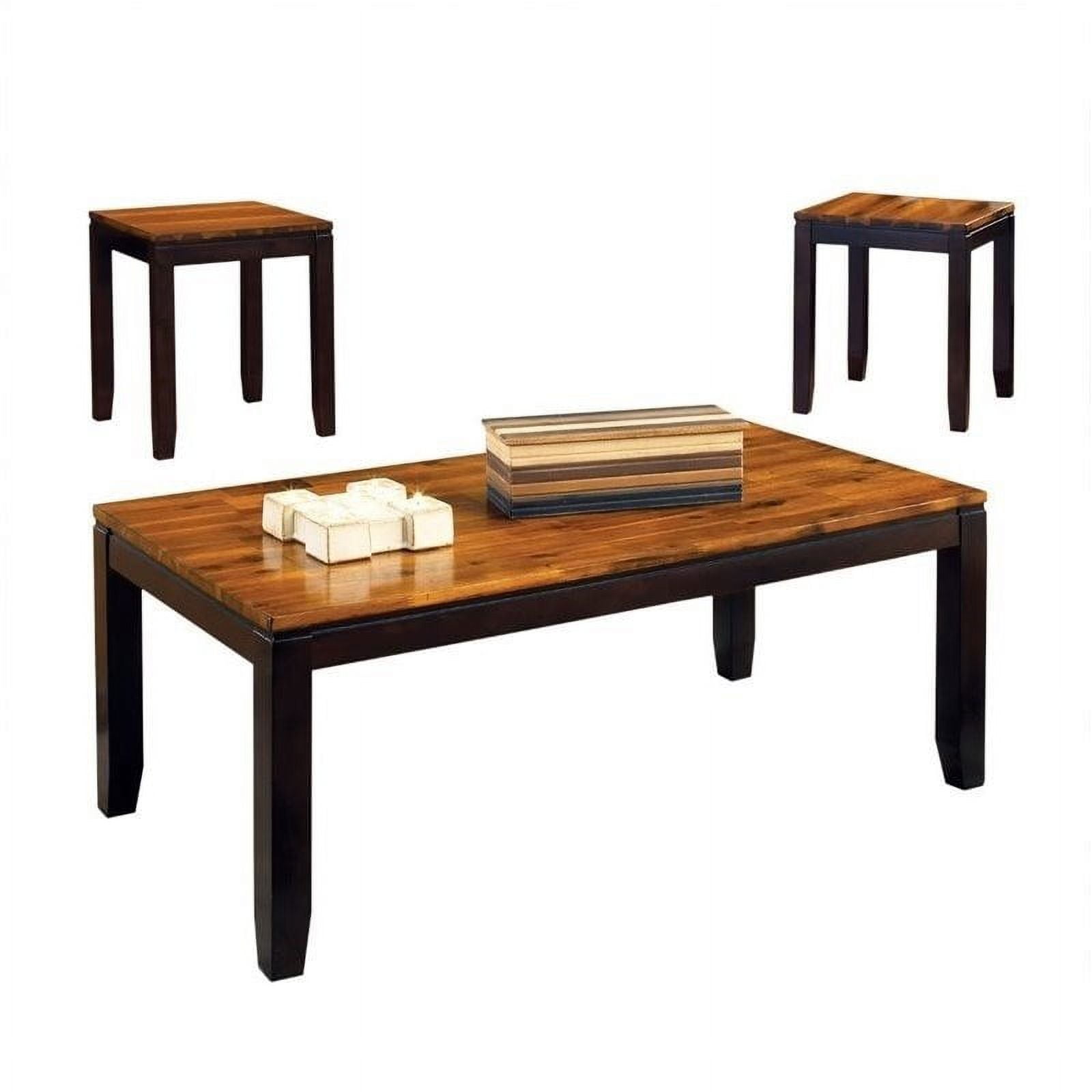 Bowery Hill 3 Piece Cocktail Table Set in Acacia Finish - Walmart.com
