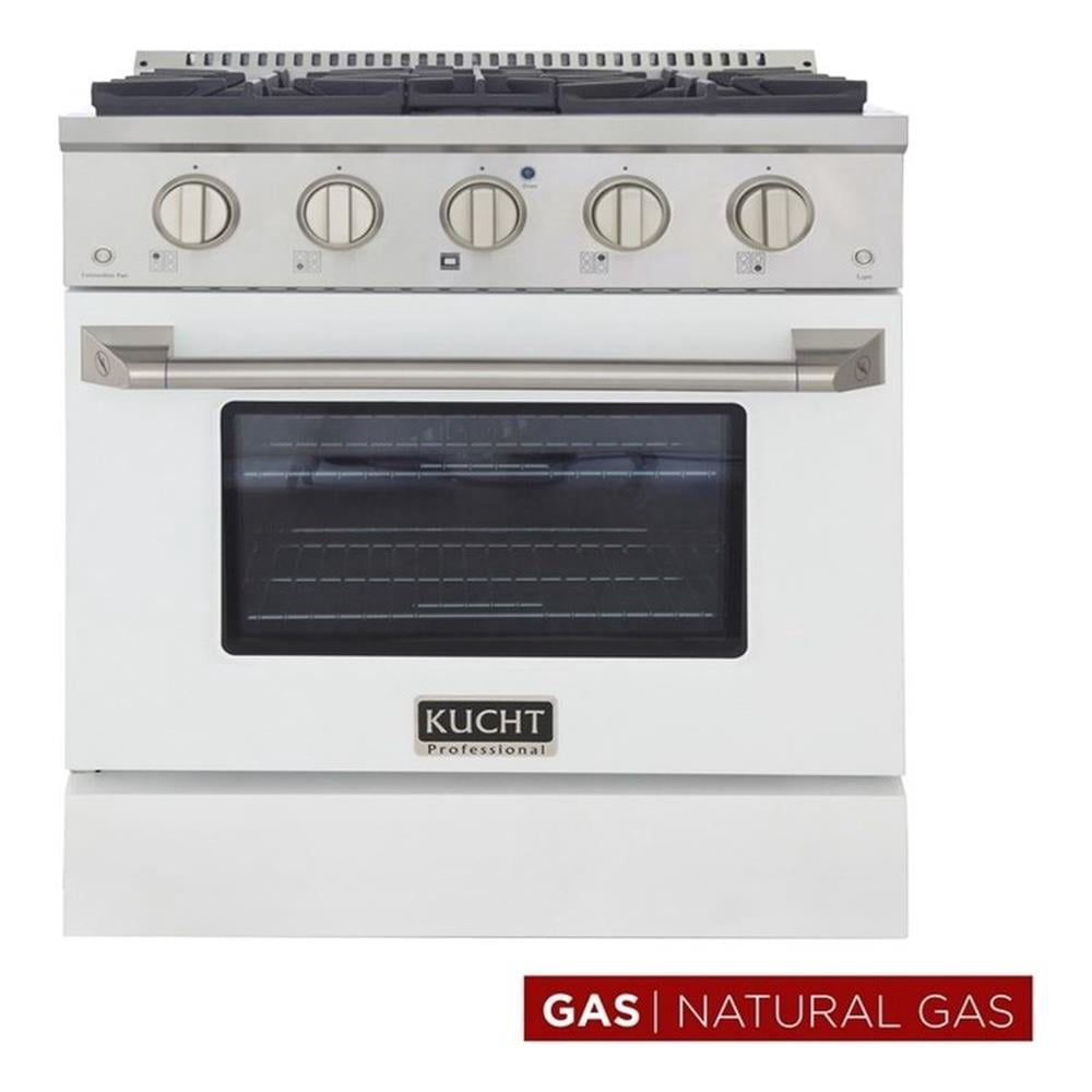 Bowery Hill 30" Modern Stainless Steel Natural Gas Range in White ...