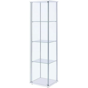 4-Tier Glass Display Cabinet, Double Door Glass Cabinet, Four ...