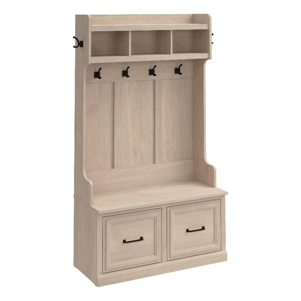 Bowery Hill 40" Engineered Wood Hall Tree & Shoe Bench with Doors in ...
