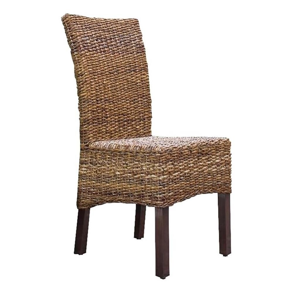 "Bowery Hill Indoor Woven 40""H Coastal Wicker/Rattan Dining Chair in ...