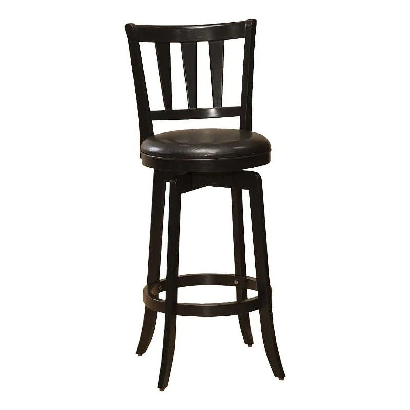 Bowery Hill 43.5"H Transitional Wood Spindle Swivel Bar Stool in Black ...